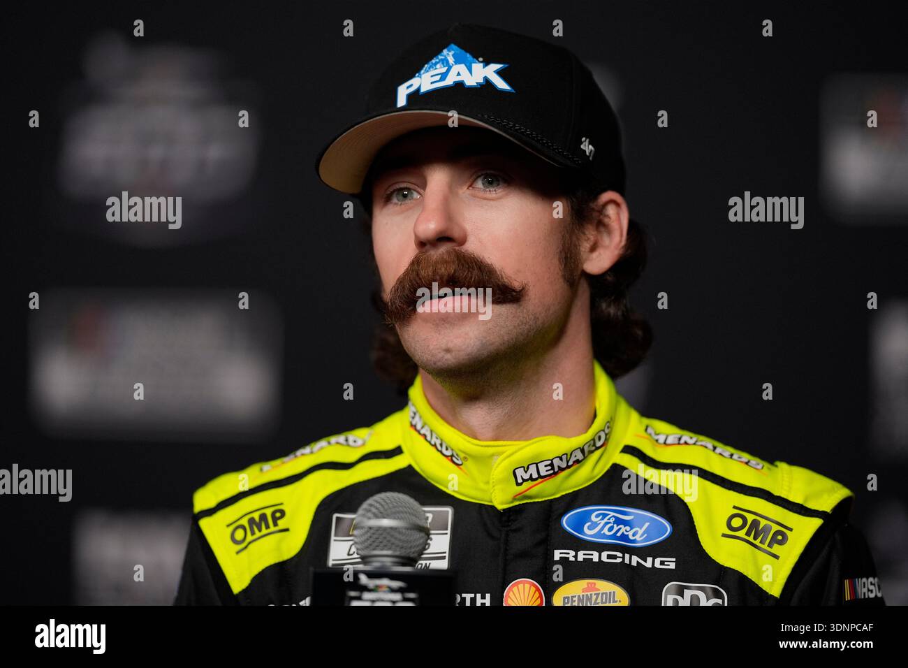 Ryan Blaney speaks during a NASCAR Daytona 500 media dat, Wednesday ...