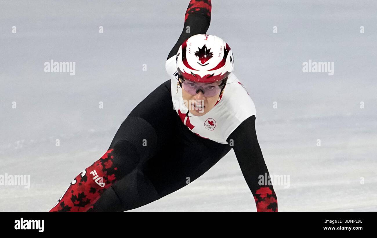 Courtney Sarault of Canada competes in the women's 500 meter short ...