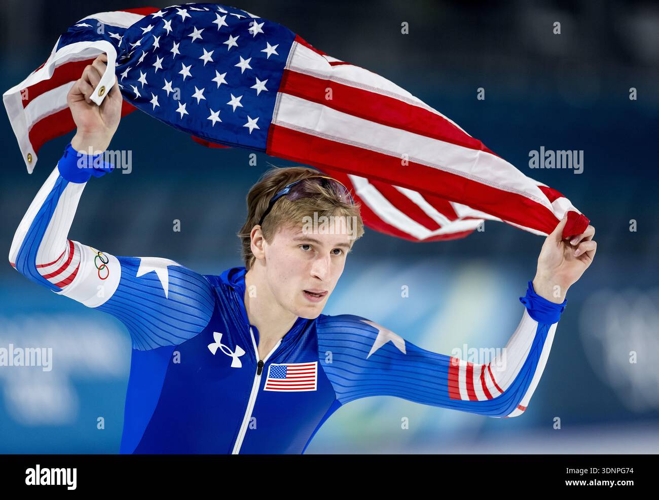 MILAN - Jordan Stolz of the United States during the 1,000 meters of ...