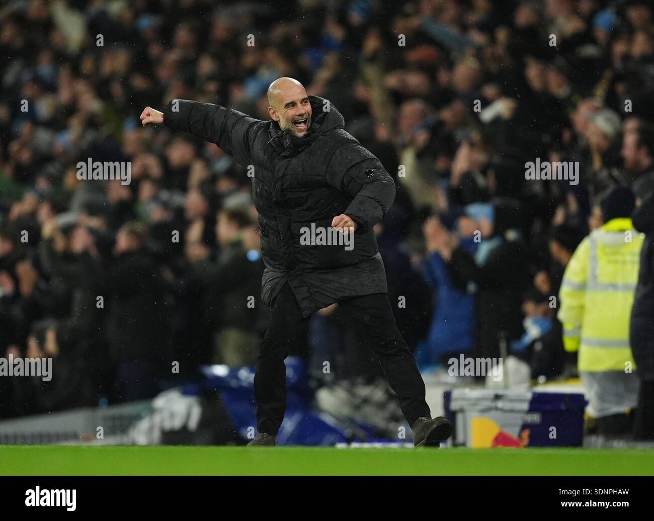 Manchester City manager Pep Guardiola celebrates after his side scored ...