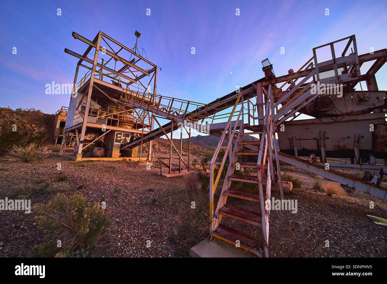 Abandoned Goldome Mill Structure Rusted Stairs and Graffiti at Blue ...