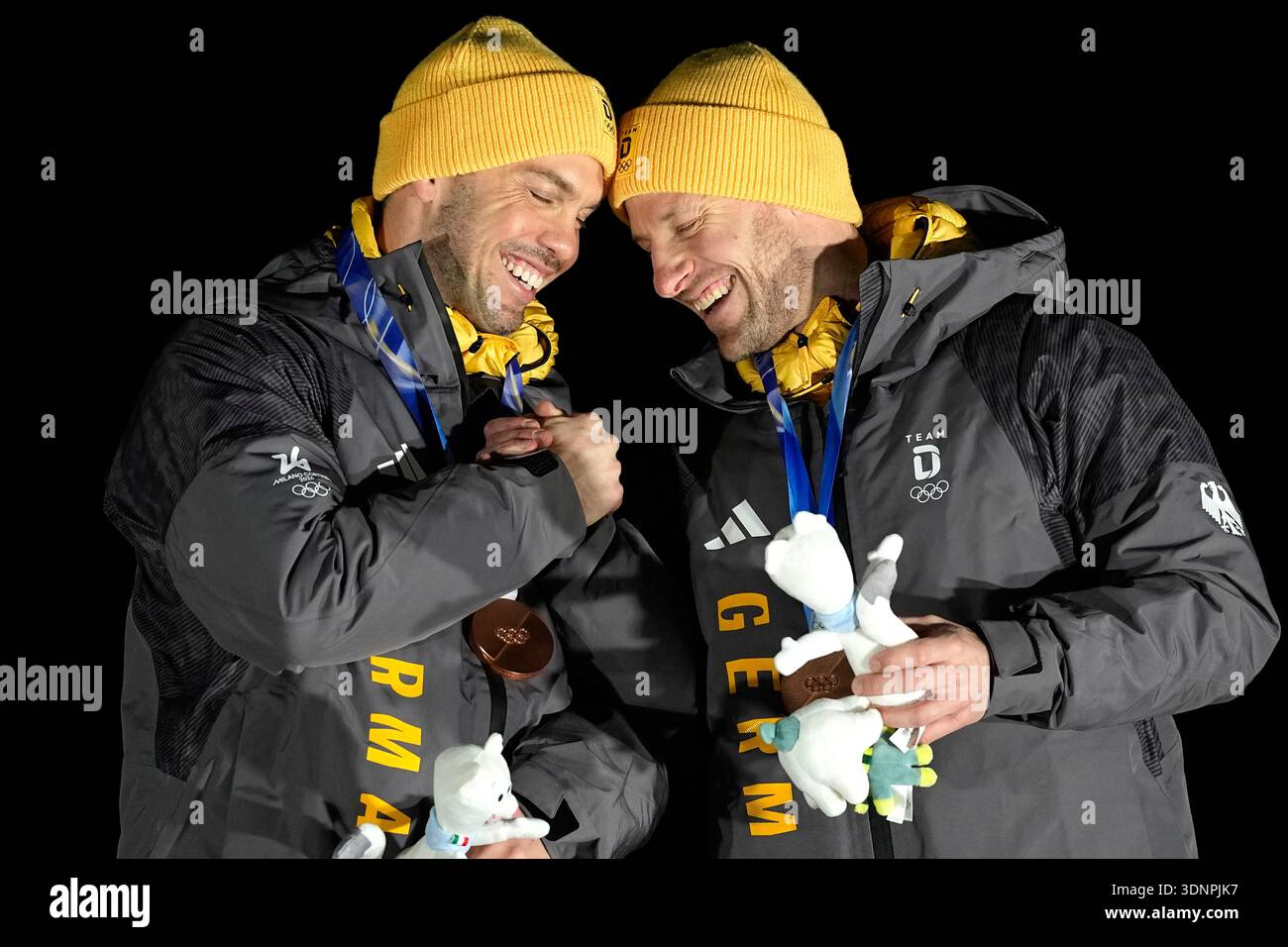 Germany's bronze medalists Tobias Wendl, left, Tobias Arlt, right ...