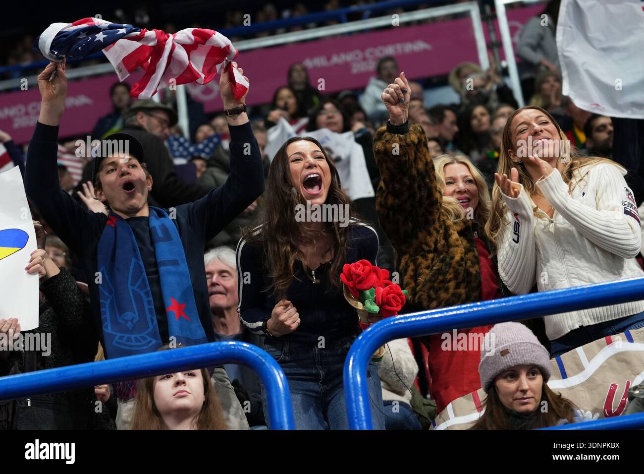 Fans cheer during the ice dancing free skate in figure skating at the ...