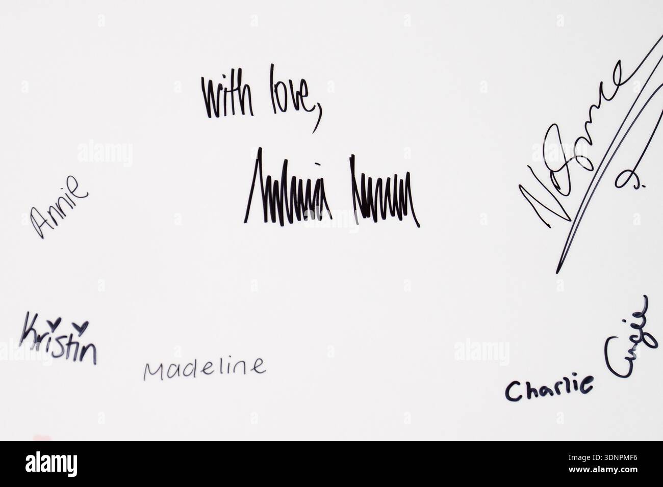 The signature of first lady Melania Trump is sen on a Valentine's Day ...