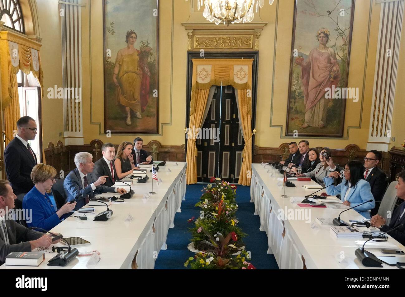 U.S. Energy Secretary Chris Wright, high, talks to Venezuela's acting ...