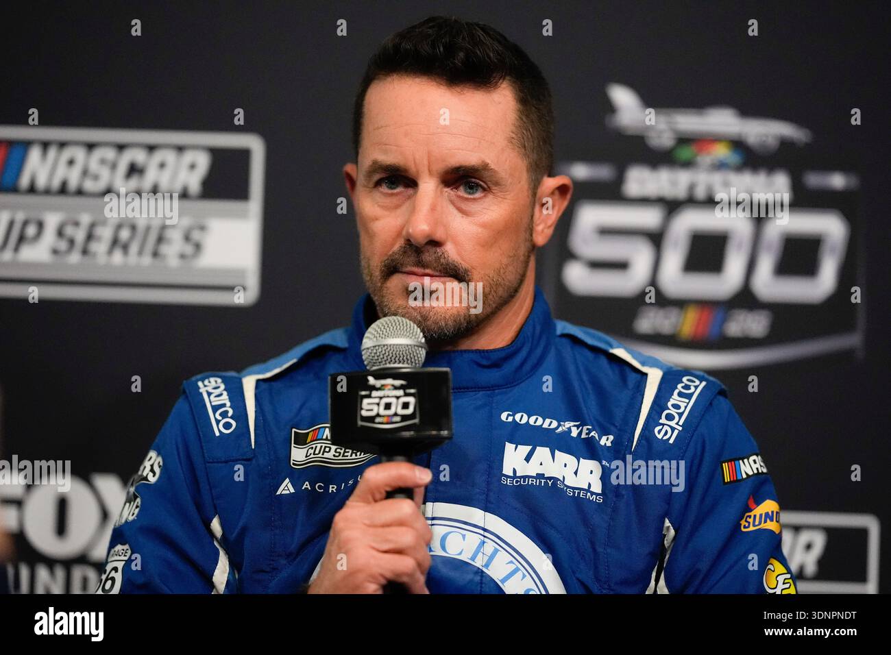 Casey Mears speaks during a NASCAR Daytona 500 media day, Wednesday ...