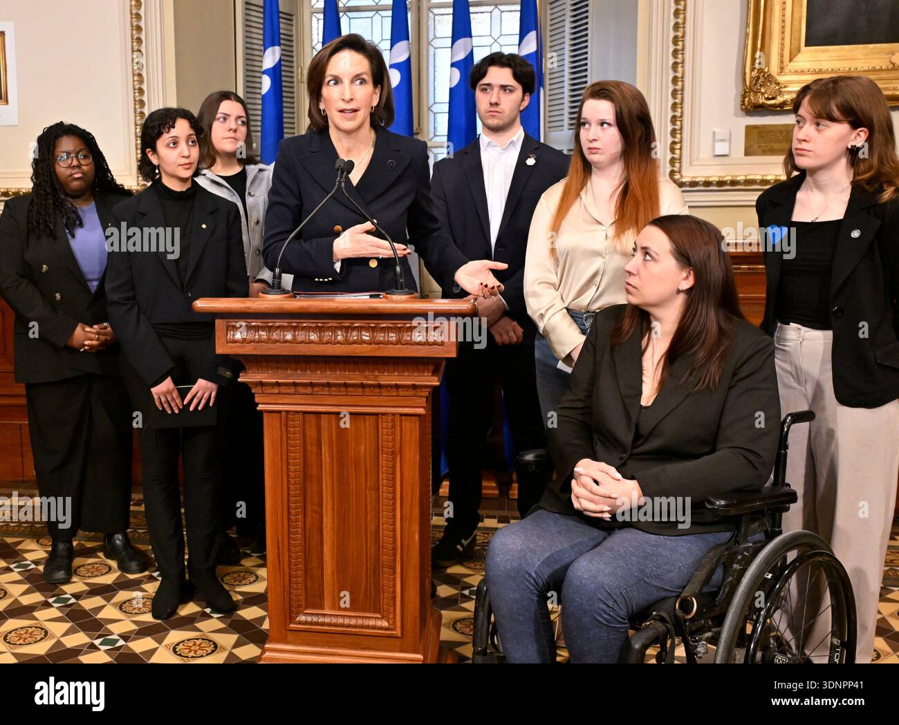 Quebec Liberal MNA Michelle Setlakwe speaks at a news conference ...