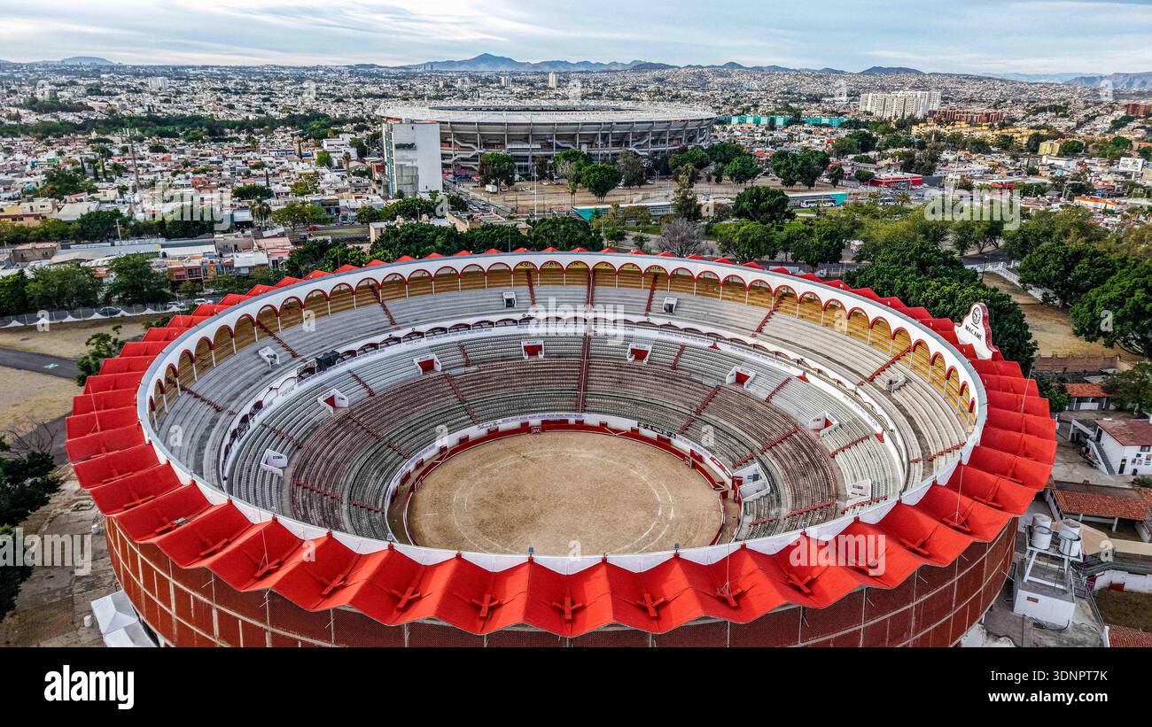 Aerial view oo the Nuevo Progreso Bullring in Guadalajara and Jalisco ...