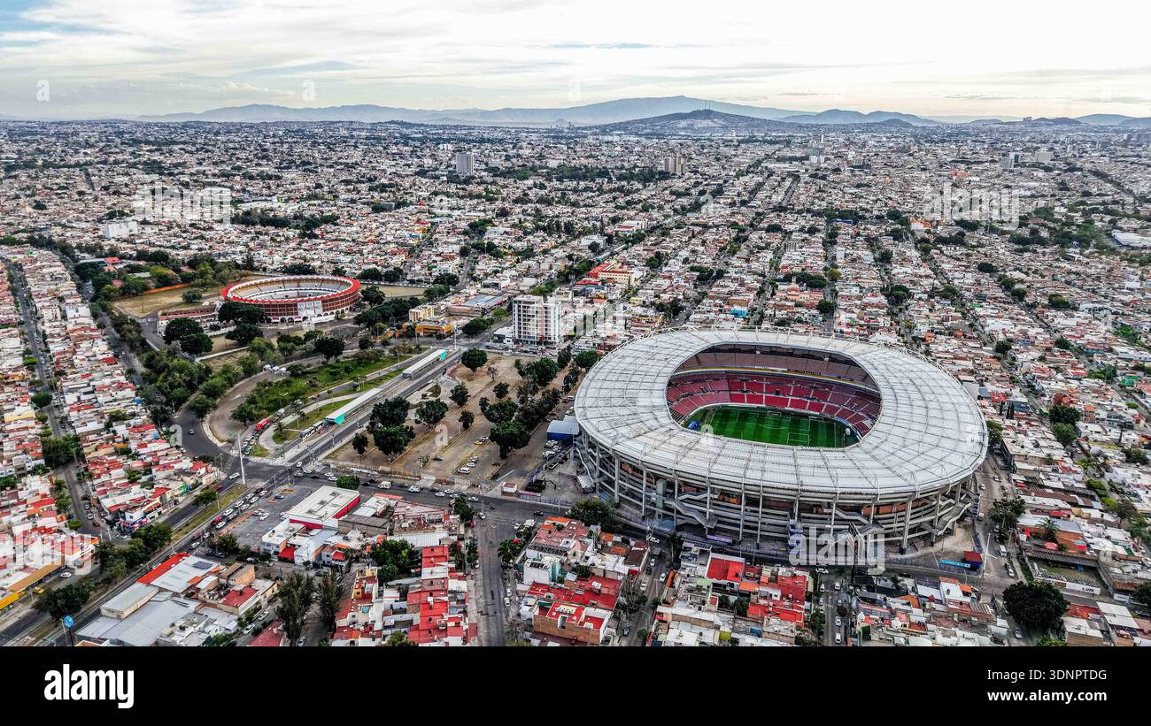 Aerial view of Jalisco Stadium and the Nuevo Progreso Bullring in ...