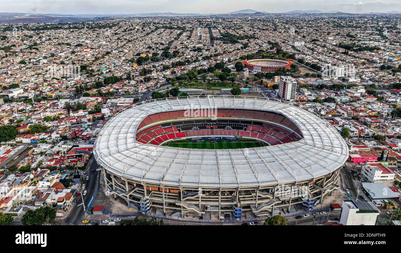 Aerial view of Jalisco Stadium and the Nuevo Progreso Bullring in ...
