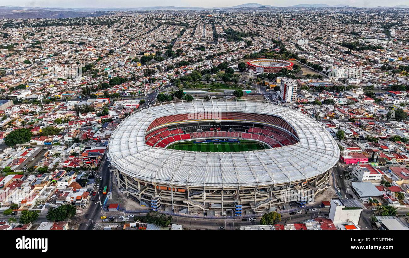 Aerial view of Jalisco Stadium and the Nuevo Progreso Bullring in ...