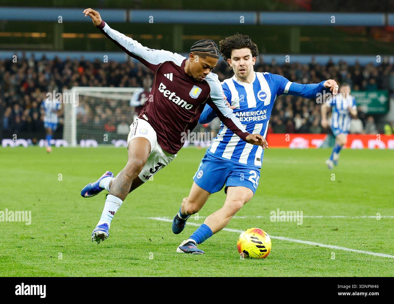 Aston Villa's Leon Bailey and Brighton and Hove Albion's Ferdi Kadioglu ...