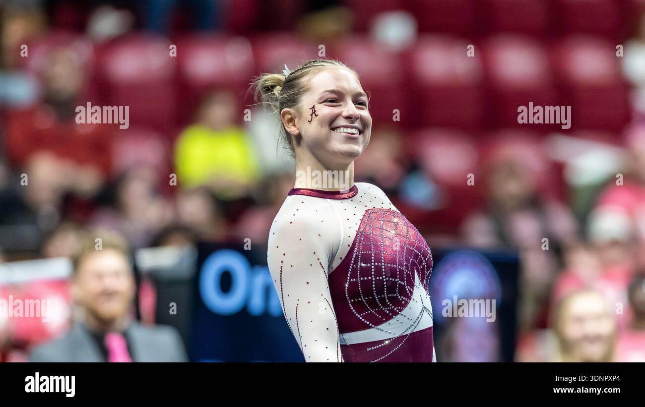 Alabama gymnast Rachel Rybicki during an NCAA gymnastics meet on Friday ...