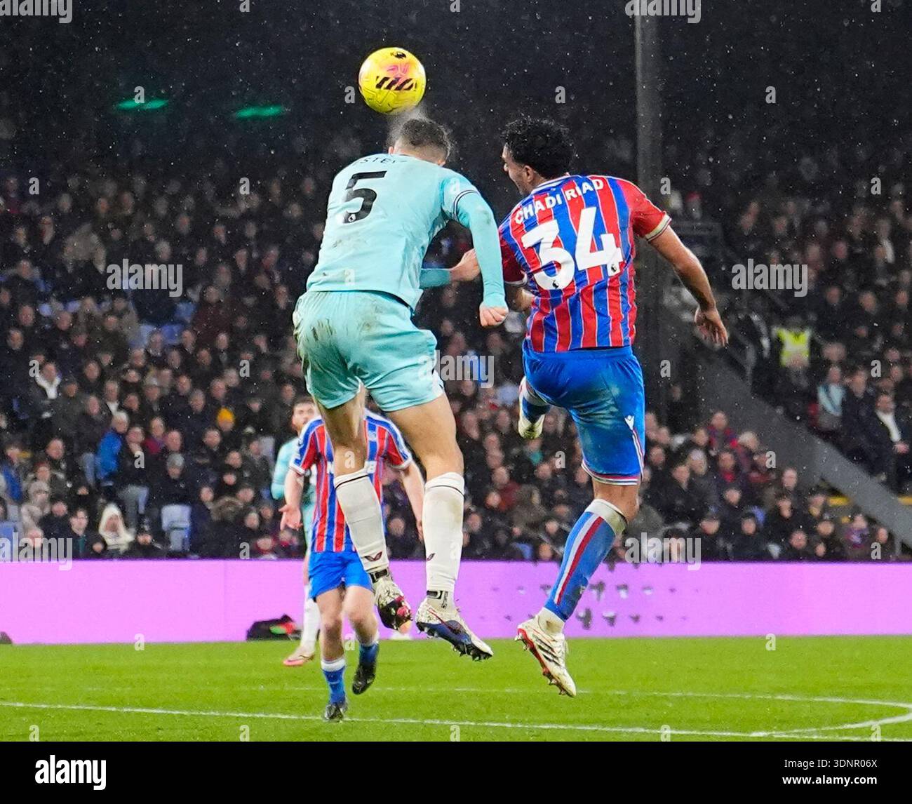 Crystal Palace's Chadi Riad and Burnley's Maxime Esteve battle for the ...