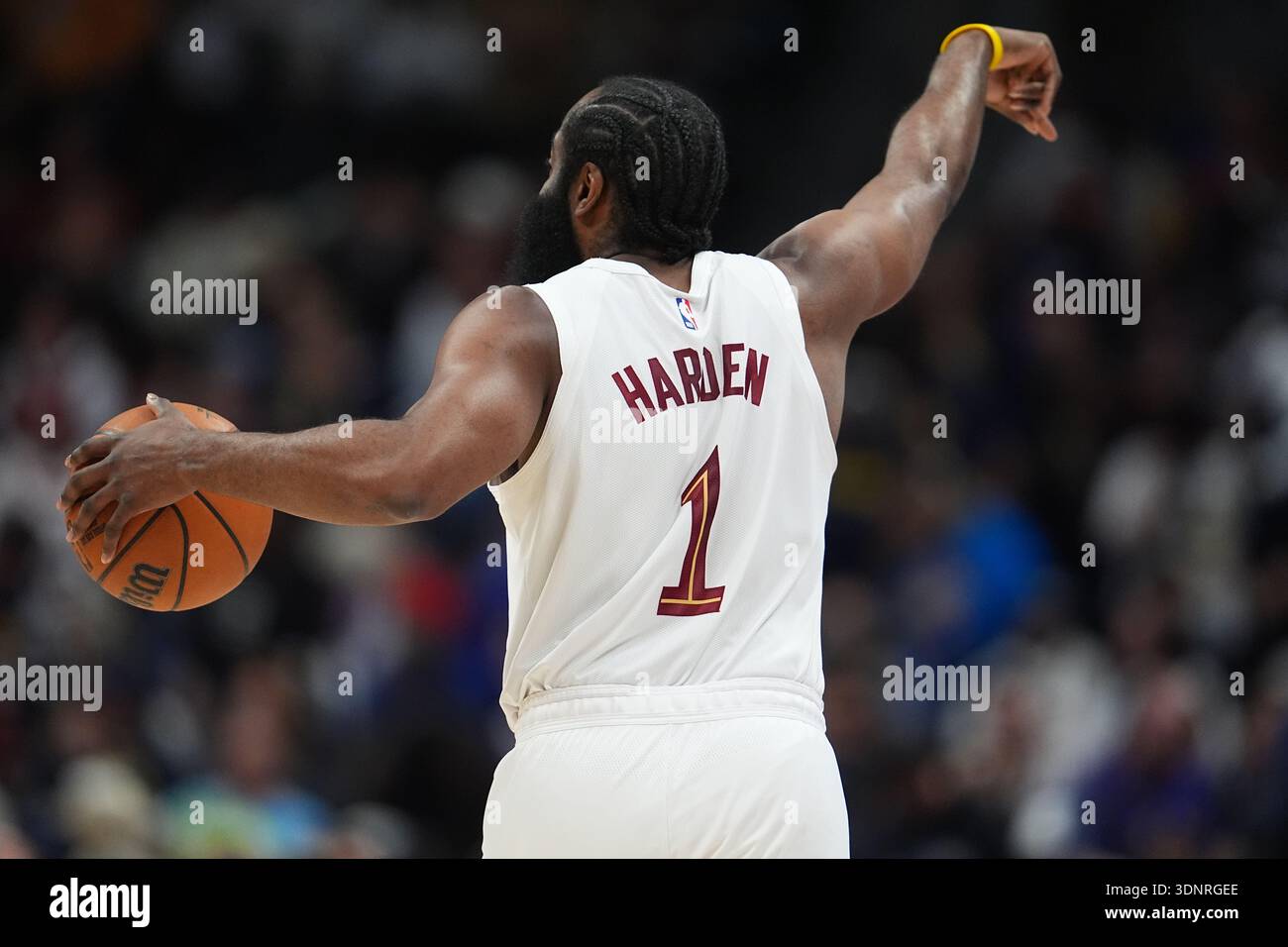 Cleveland Cavaliers guard James Harden in the first half of an NBA ...