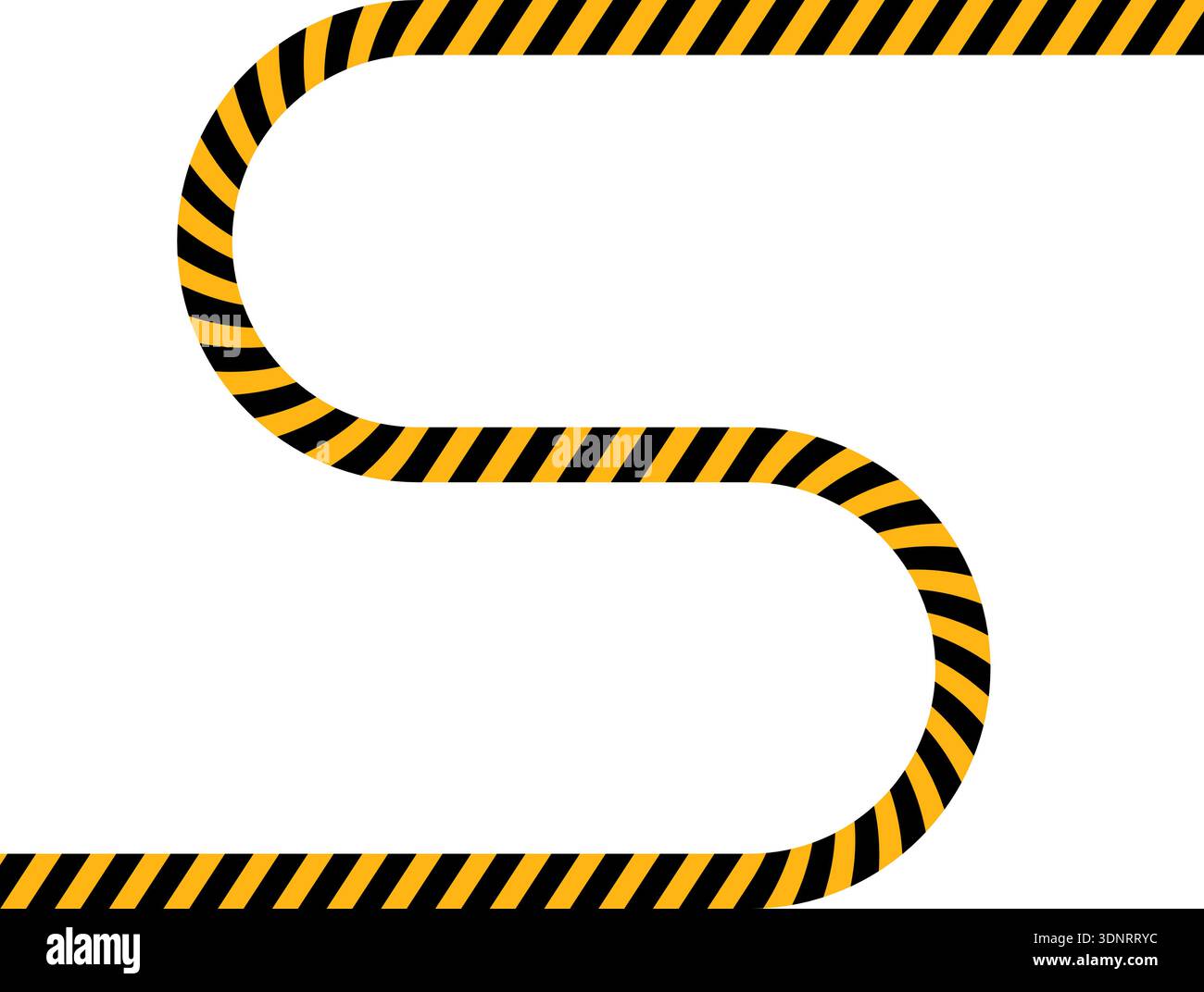 S-shaped curves featuring a path of yellow and black diagonal lines ...