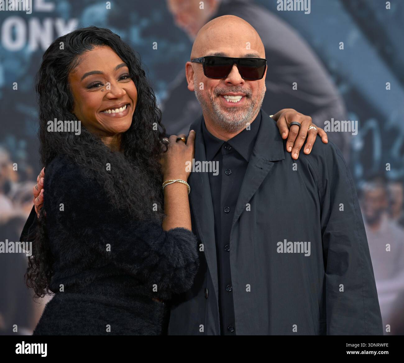 Tiffany Haddish (L) and Jo Koy attend a hand and footprint ceremony ...