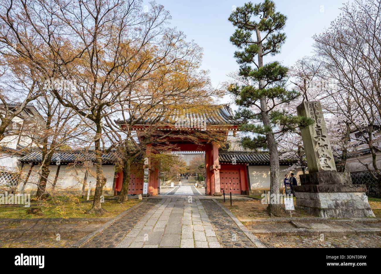 Somon Gate, Shinsho Gokurakuji or Shinnyo-do Temple, Japanese cherry ...