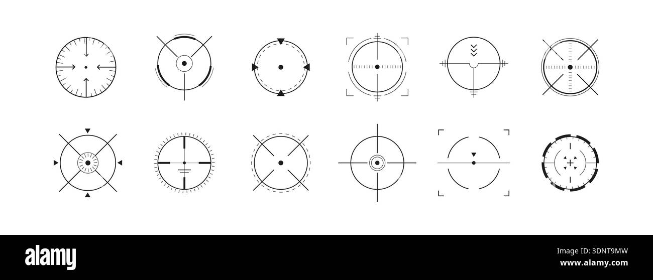 Crosshair Hud. Tactical weapon UI elements. Goal target and telescope ...