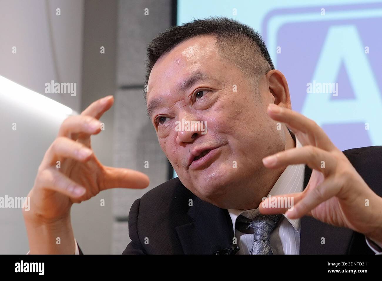 Asia Vital Components Chairman Spencer Shen speaks during an interview ...