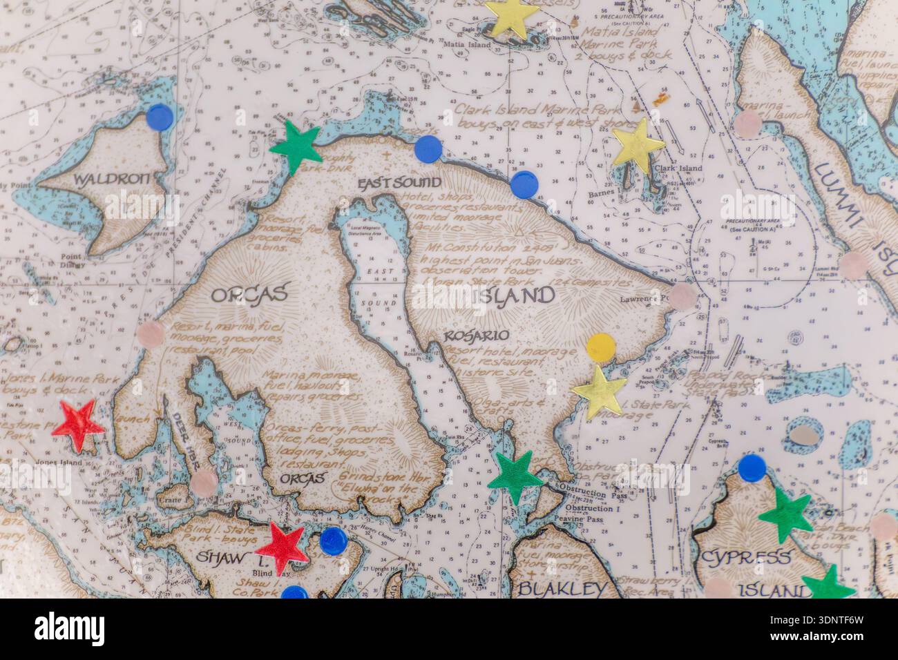 Detailed map of the Washington San Juan Islands area including Orcas ...