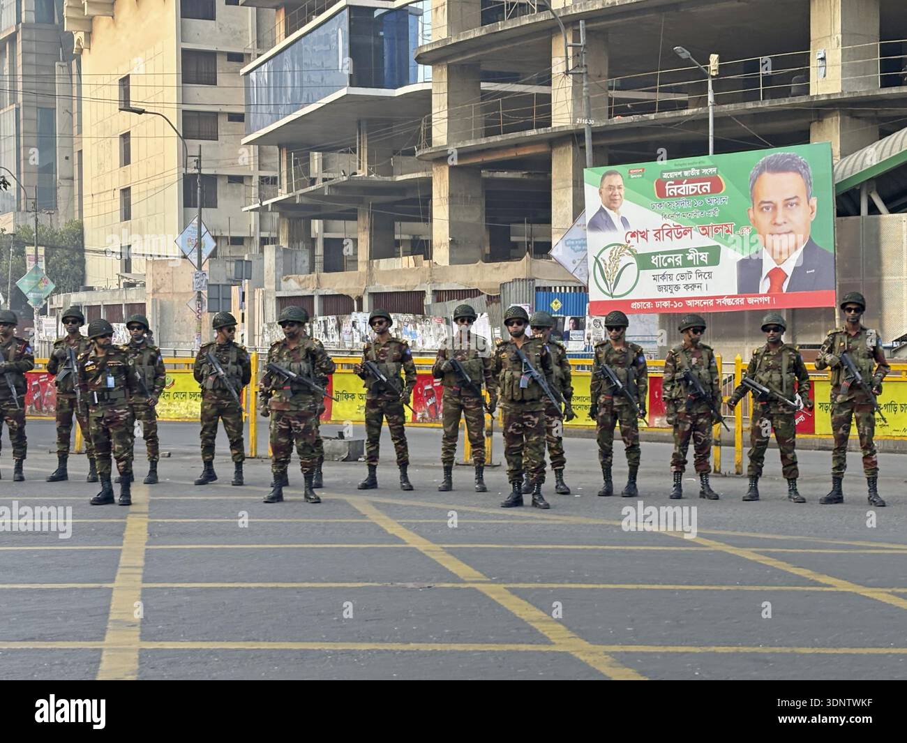 Security forces stand guard in Bangladesh's capital, Dhaka, on Feb. 12 ...