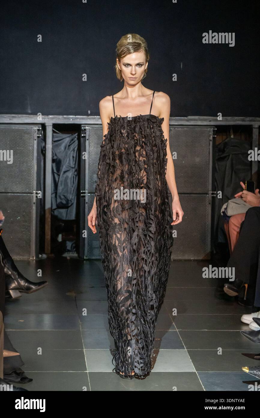 New York, United States. 11th Feb, 2026. A model walks the runway at ...
