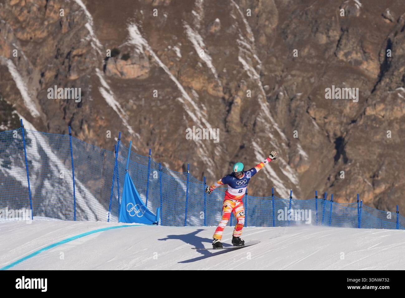 Spain's Lucas Eguibar Breton competes during the men's snowboard cross ...