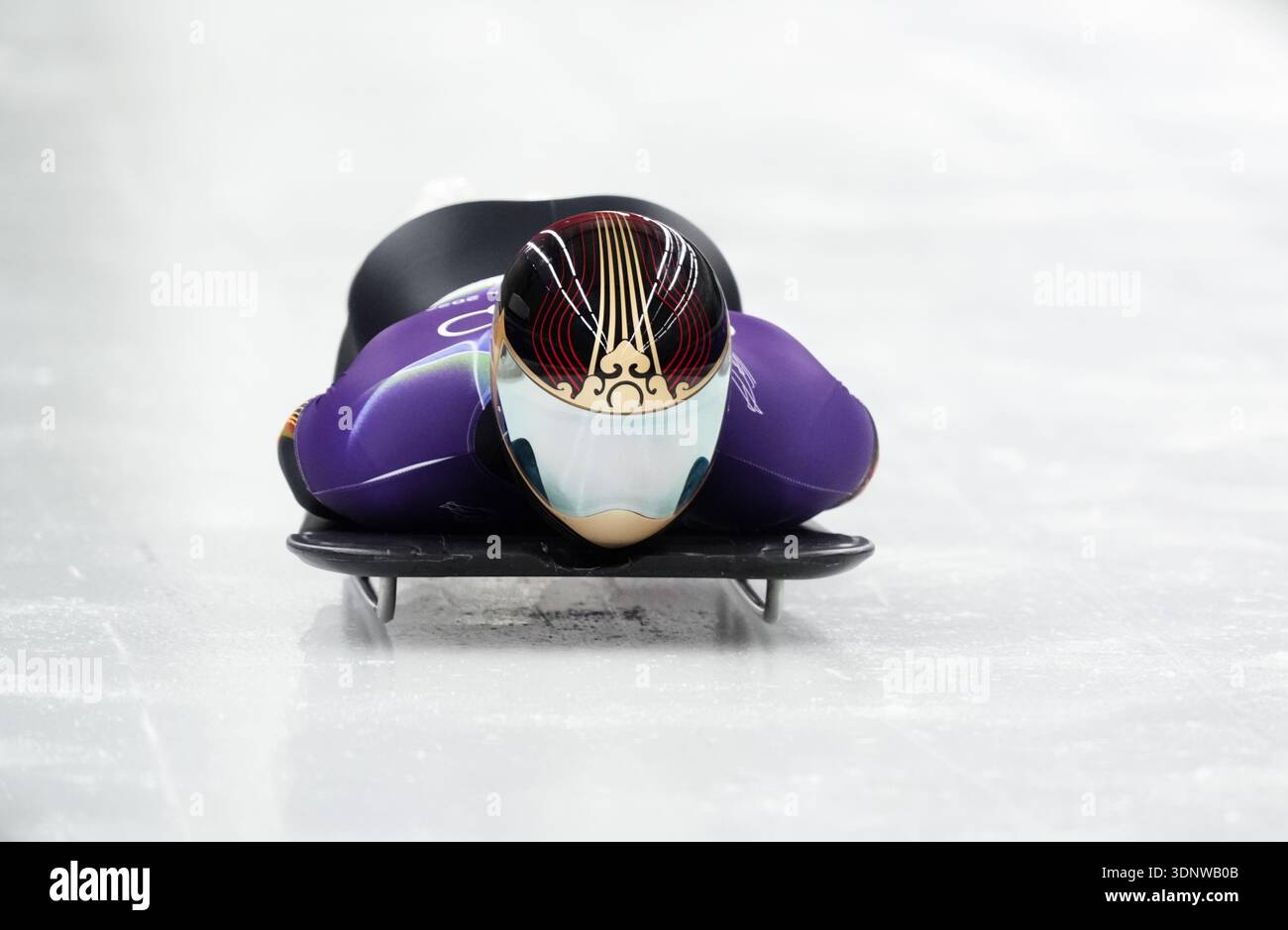 China's Chen Wenhao during the Men's Skeleton Heats at the Cortina ...