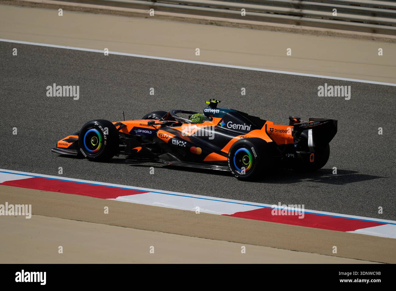 McLaren driver Lando Norris of Britain steers his car during a Formula ...