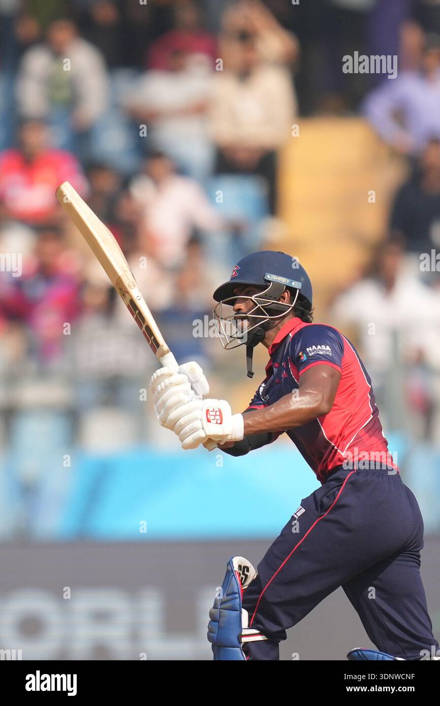 Nepal's captain Rohit Paudel plays a shot during the T20 World Cup ...