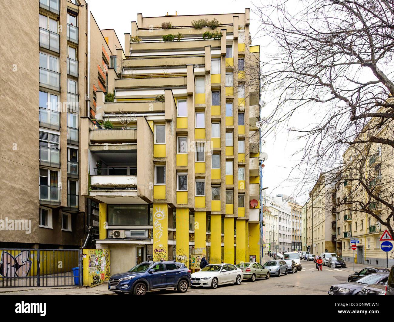bratislava, slovakia, 10 feb 2026, brutalist style residential building ...