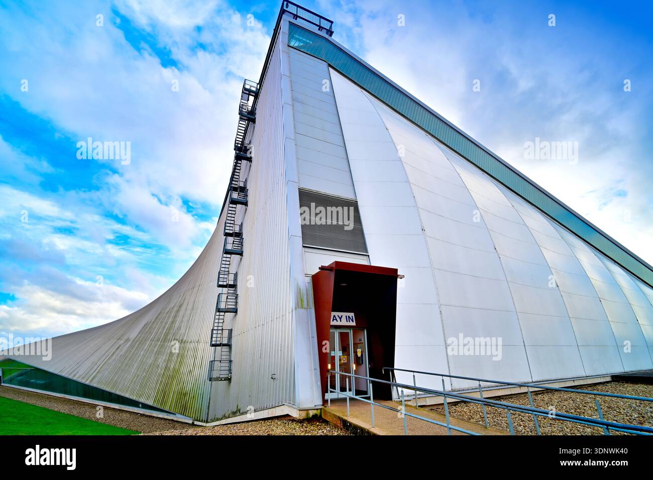 RAF Cosford Museum the National Cold War Exhibition hangar against blue ...