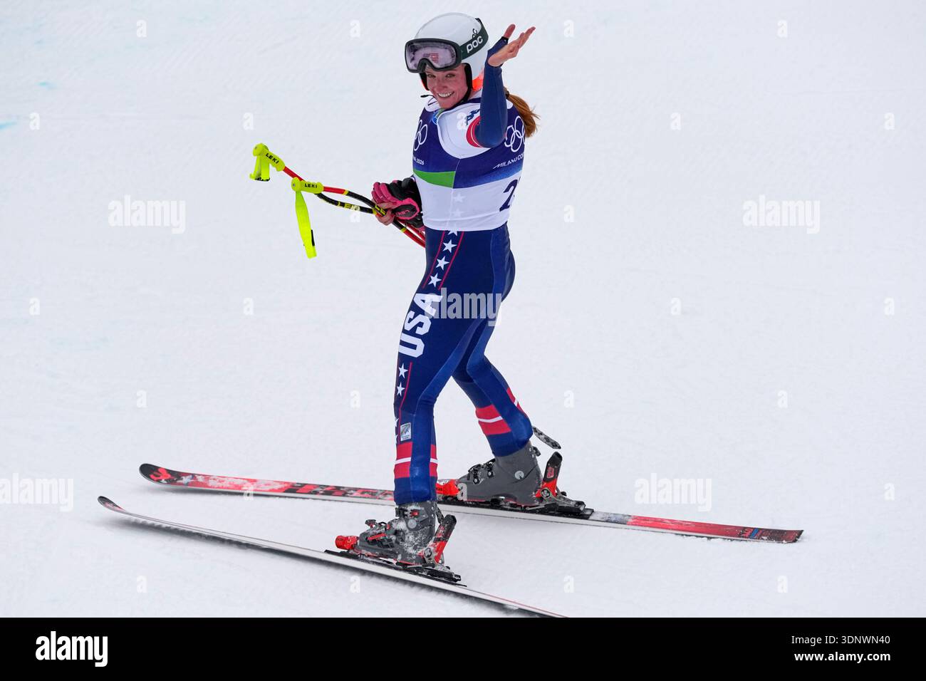 United States' Mary Bocock at the finish area, during an alpine ski ...