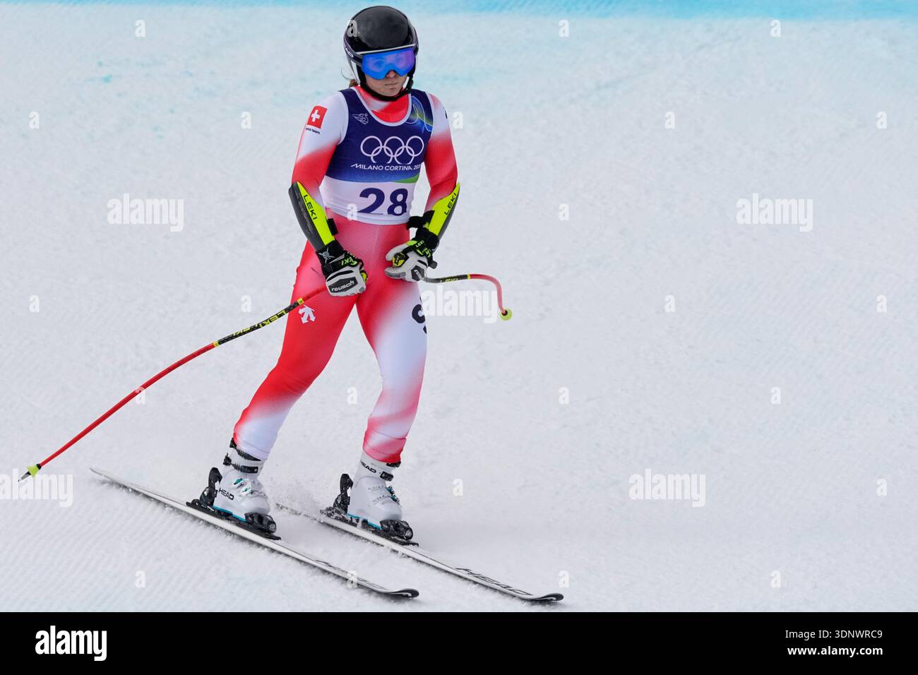 Switzerland's Delia Durrer at the finish area, during an alpine ski ...
