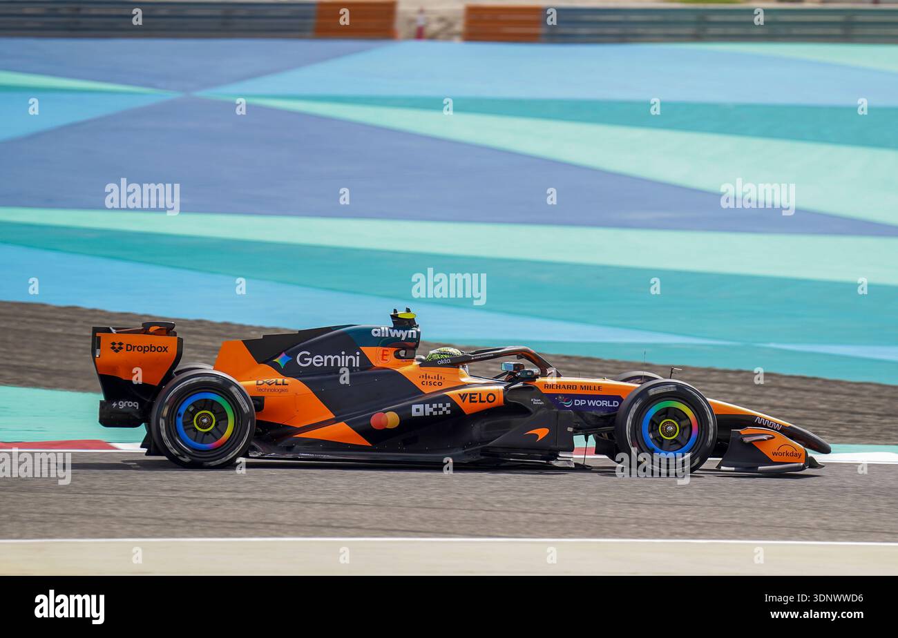 Lando Norris 1 (GBR) McLaren on track during the Formula 1 Aramco Pre ...