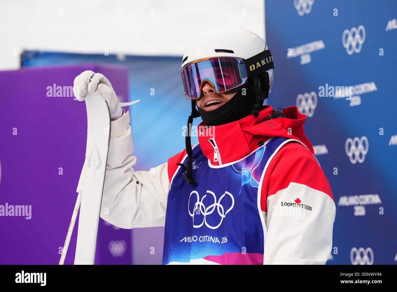 Canada's Mikael Kingsbury waits for his score as he competes in the men ...