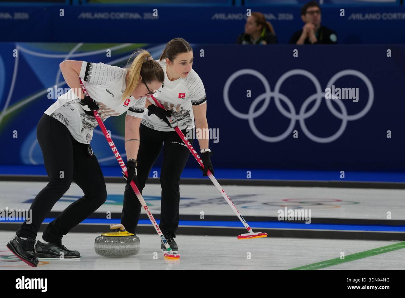 Switzerland's Alina Paetz, left, and Selina Witschonke in action during ...