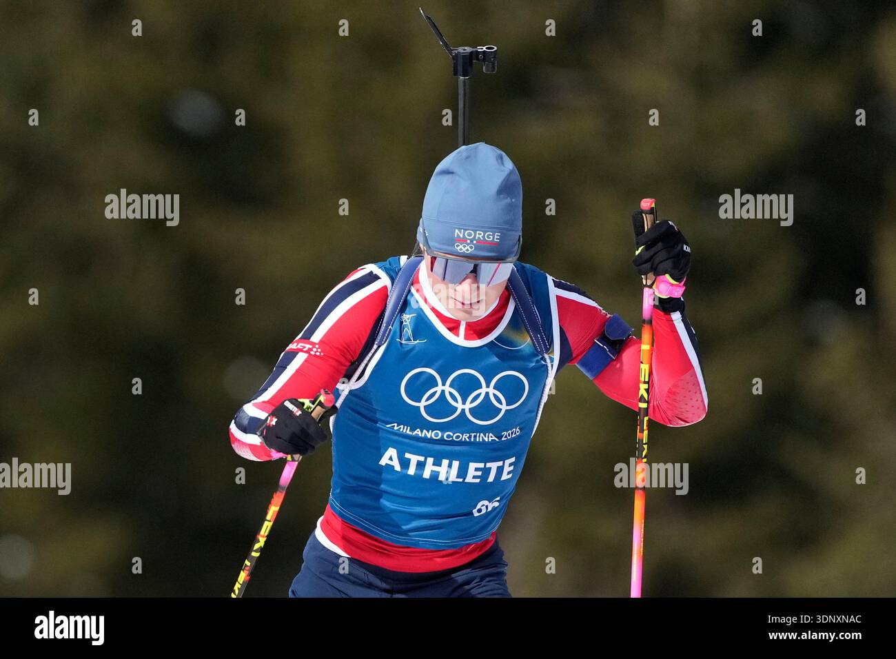 Isak Leknes Frey, of Norway, participates in a biathlon training ...