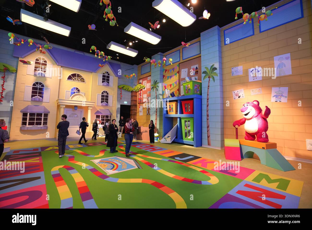 Visitors during a preview of the Mundo Pixar Experience immersive ...