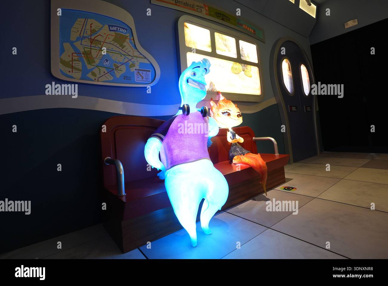 Wade Ripple and Ember Lumen from Elemental, one of the exhibits at the ...