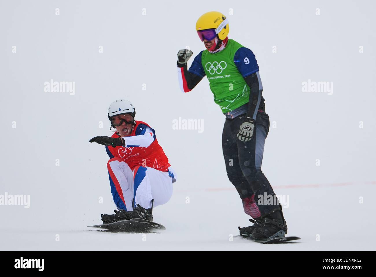 France's Aidan Chollet (1) and Austria's Jakob Dusek (9) cross the ...