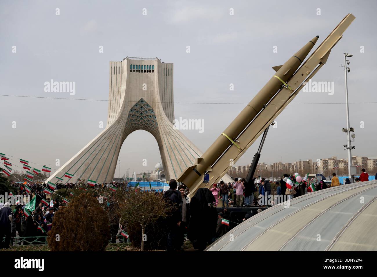 2/11/2026 A “Kheibar-Shikan” ballistic missile is displayed during an ...