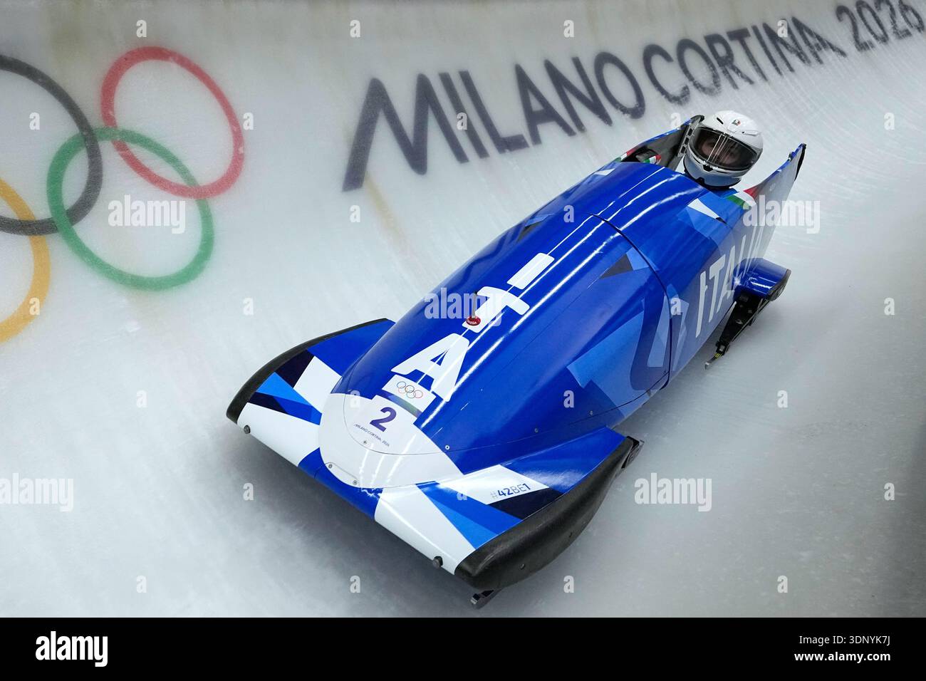 Italy's Giada Andreutti slides down the track during a women's monobob ...