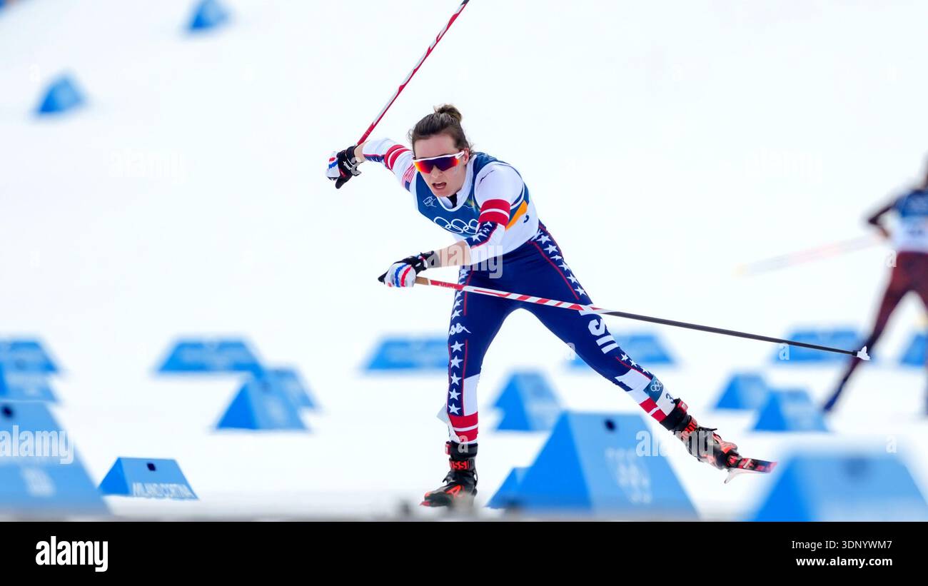 Kendall Kramer, of the United States, competes in the cross country ...