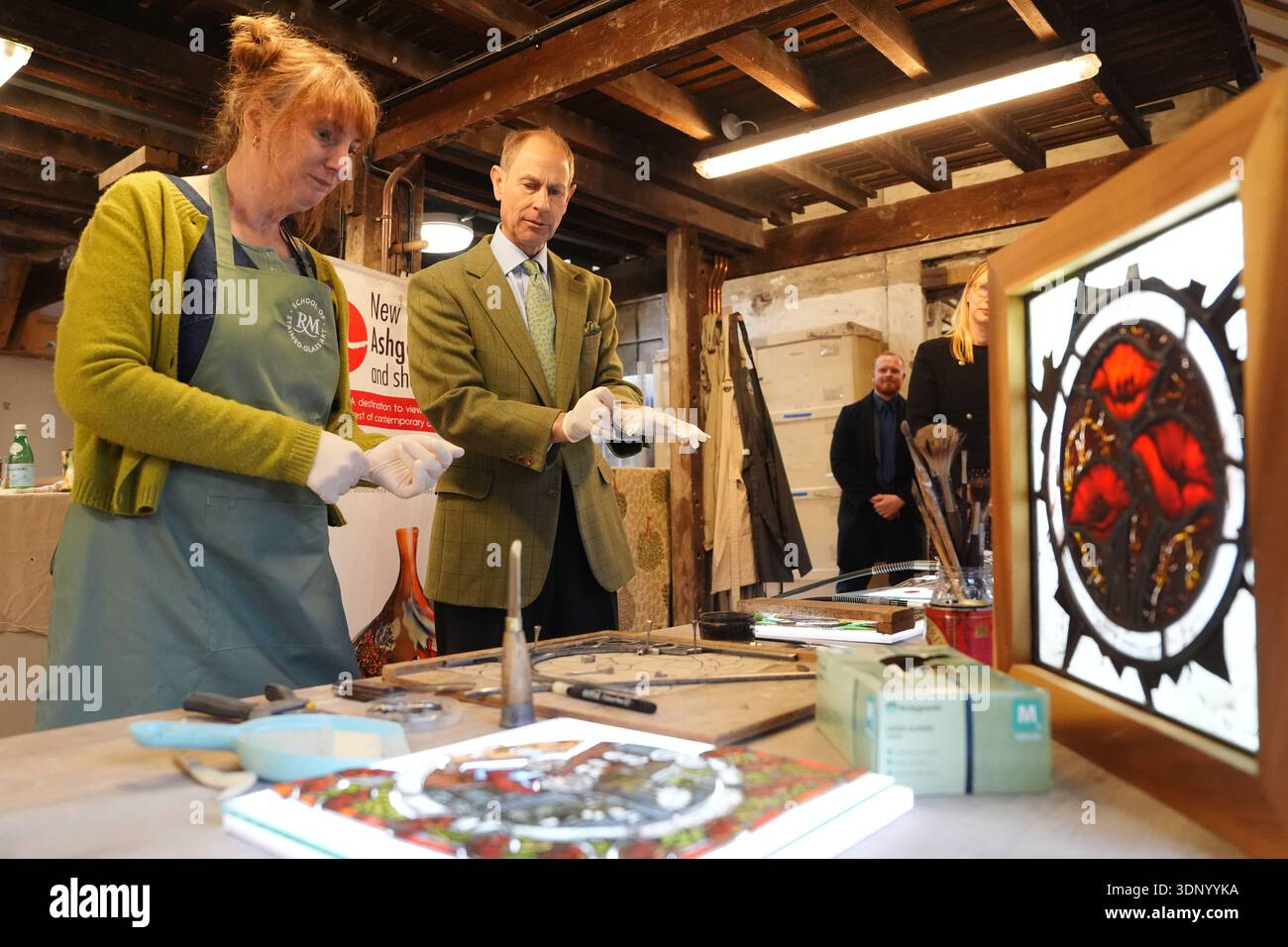 The Duke of Edinburgh with Rachel Mulligan from the School of Stained ...