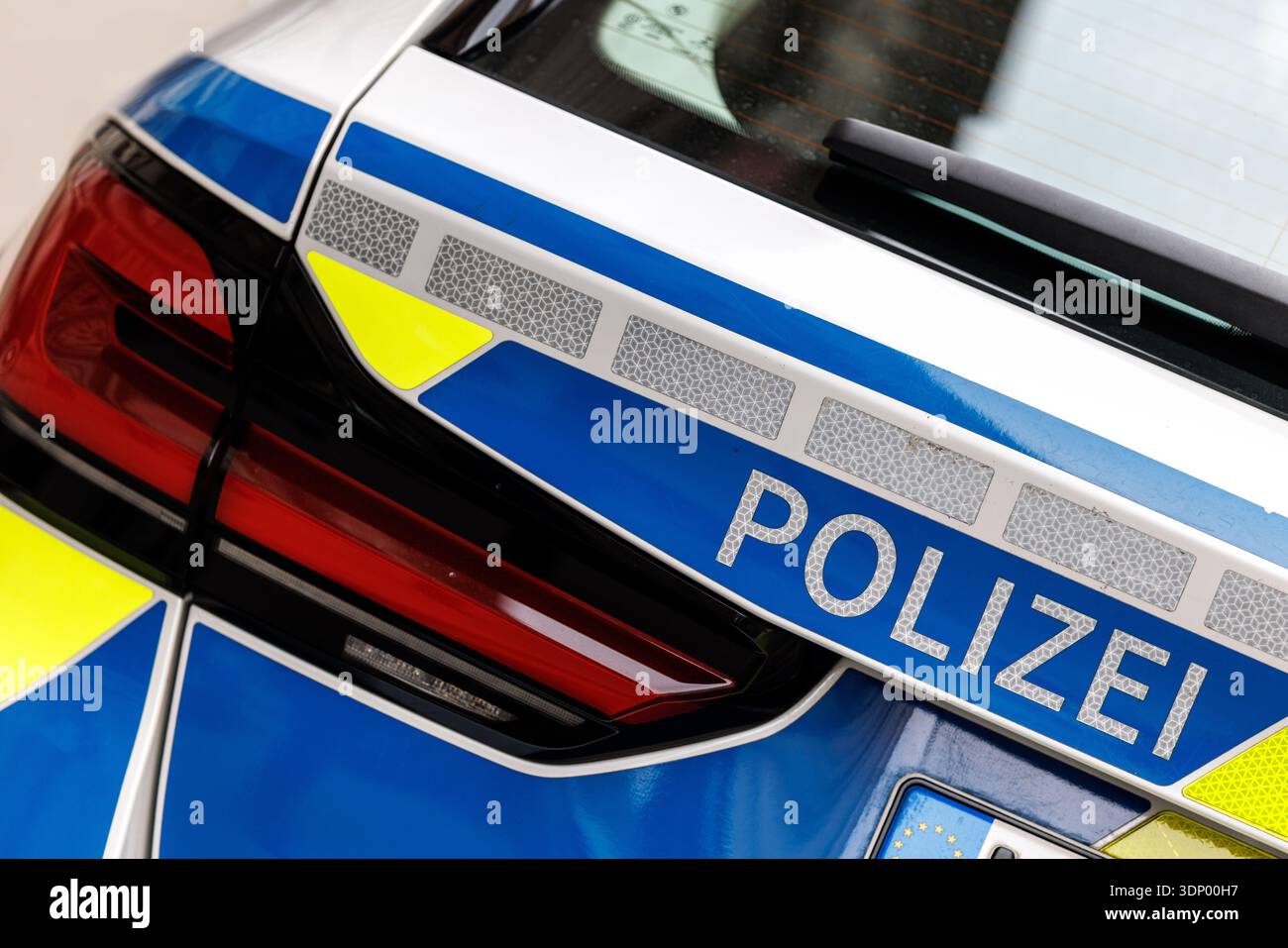 12 February 2026, Bavaria, Munich: The lettering "Polizei" can be seen ...