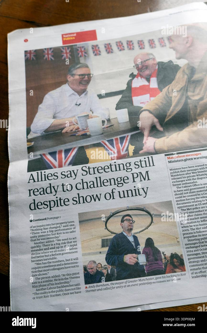 Labour Party 'Allies say (Wes) Streeting still ready to challenge PM ...