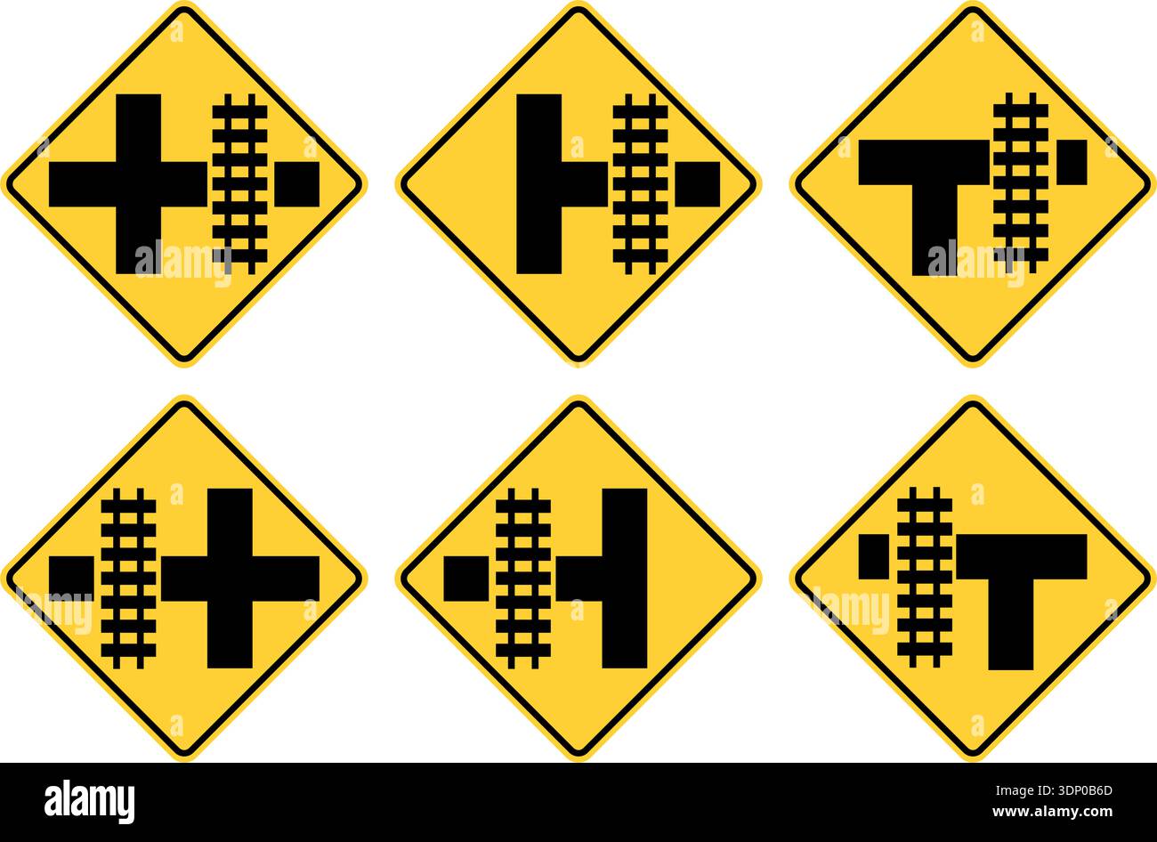 Vector graphic of a usa level crossing by intersection highway sign. It ...