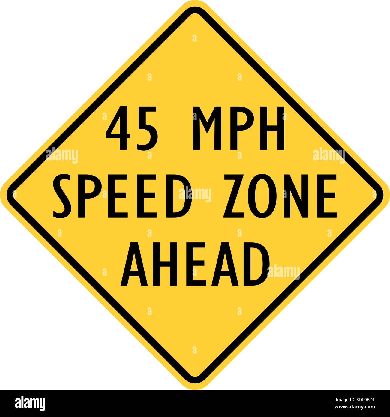 Vector graphic of a usa 45 mph speed zone ahead highway sign. It ...